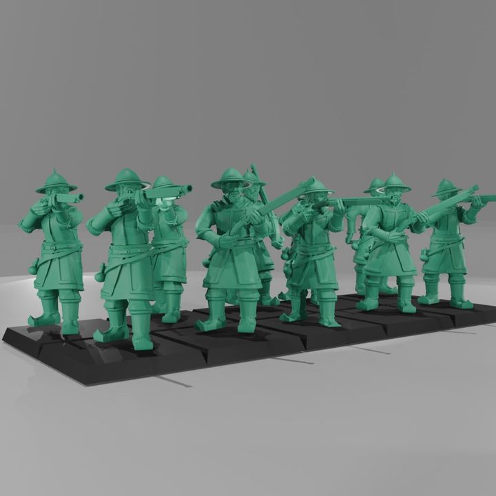 3D Printable Cathay Imperial State Missle Troops by Cosmic Brother Miniatures
